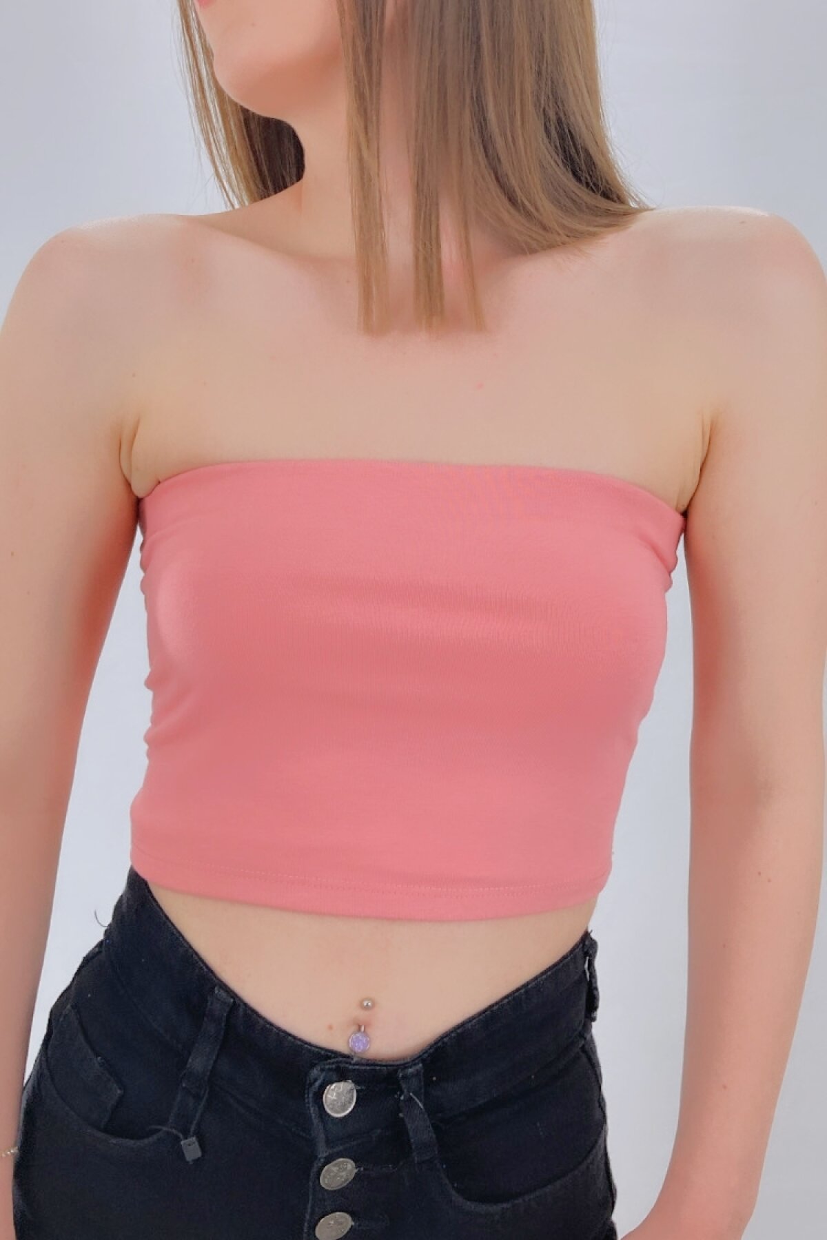 Remiss Gül Kurusu Straplez Crop | ElbiseBul