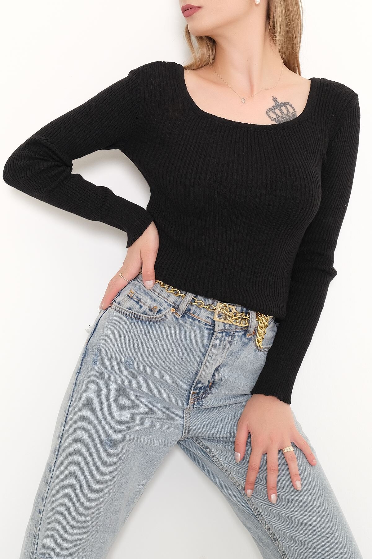 Remiss Siyah Sandık Yaka Body | ElbiseBul