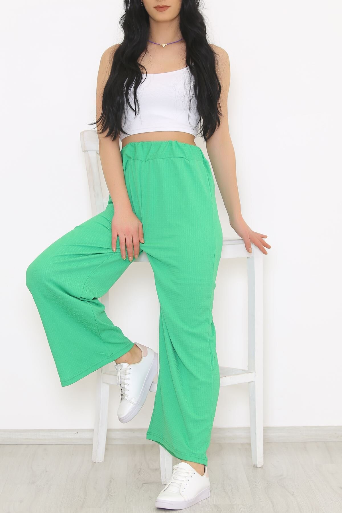 Remiss Yeşil Beli Lastikli Pantolon | ElbiseBul