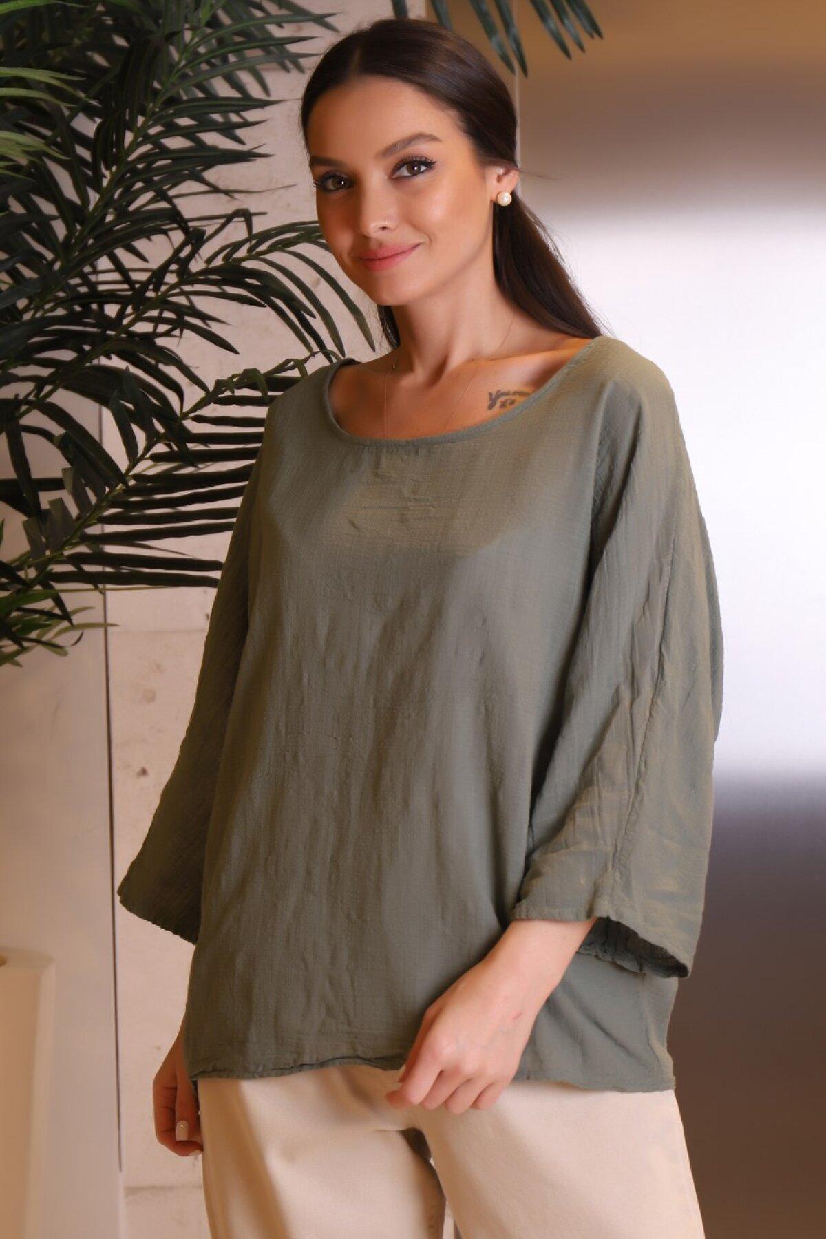 Za-ıtaly Haki Basic Bluz | ElbiseBul